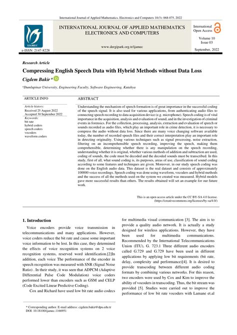 Pdf Compressing English Speech Data With Hybrid Methods Without Data Loss