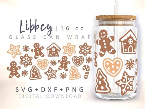Christmas Libbey Glass Svg Libbey Glass Can Svg Libbey Glass Wrap Svg Beer Can Glass Wrap Svg