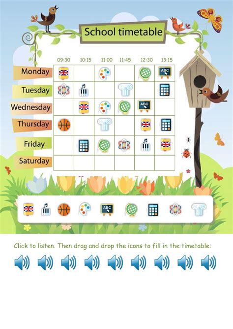 My School Timetable Interactive Worksheet School Timetable School