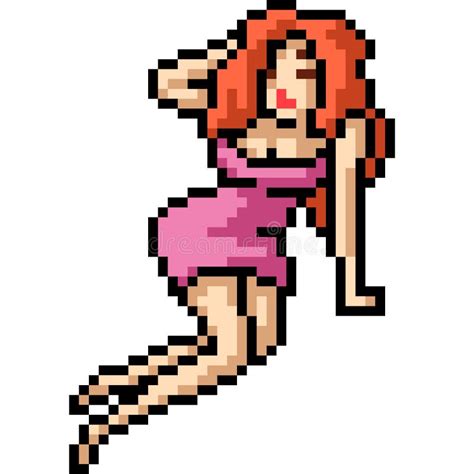 Pixel Art Woman Pose Stock Vector Illustration Of White 267273069