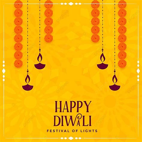 행복한 디왈리 전통 노란색 장식 카드 디자인 배너 템플릿 Psd 다운로드 디자인 자료 다운로드