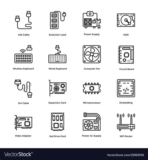Computer Hardware Icons Set Royalty Free Vector Image