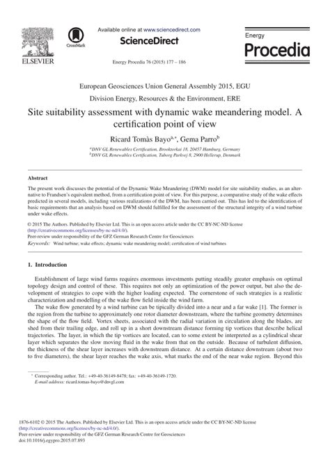 Pdf Site Suitability Assessment With Dynamic Wake Meandering Model A Certification Point Of View