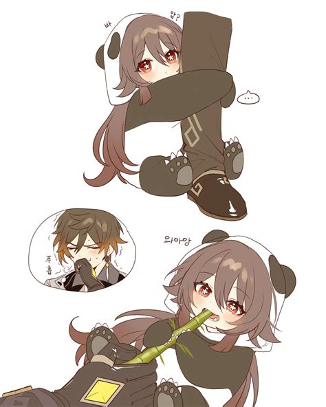 Hu Tao And Zhongli Genshin Impact Drawn By Sp I Ppp Danbooru