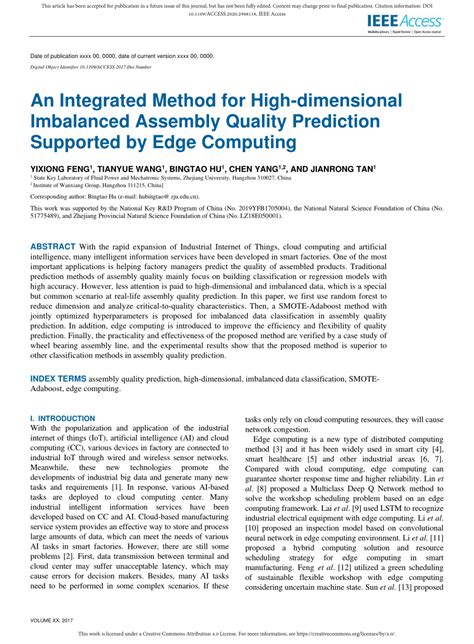 Pdf An Integrated Method For High Dimensional Imbalanced Assembly Quality Prediction Supported