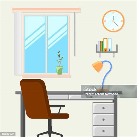 테이블과의 자가 있는 객실입니다 직장 벡터 일러스트입니다 가정의 방에 대한 스톡 벡터 아트 및 기타 이미지 가정의 방 개념 개성 개념 Istock