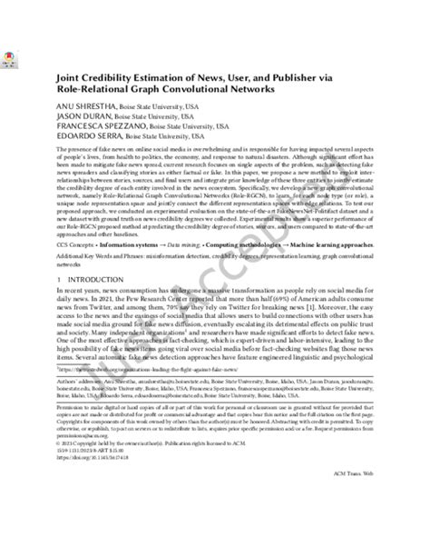 Pdf Joint Credibility Estimation Of News User And Publisher Via