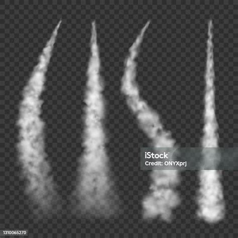 비행기 증기 로켓 트랙 연기 응축 구름 분사 공기 모양 비행 항공기 소용돌이 증기 괜찮은 벡터 현실적인 템플릿 날아오름 활동에 대한 스톡 벡터 아트 및 기타 이미지 Istock