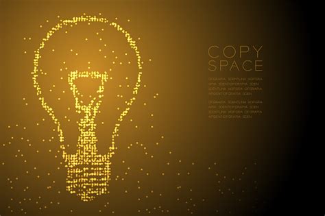 추상 기 원 도트 패턴 백열 전구 모양 창조적인 개념 디자인 골드 컬러 그림 복사 공간 벡터 Eps 10 갈색 그라데이션 배경에 고립 0명에 대한 스톡 벡터 아트 및 기타