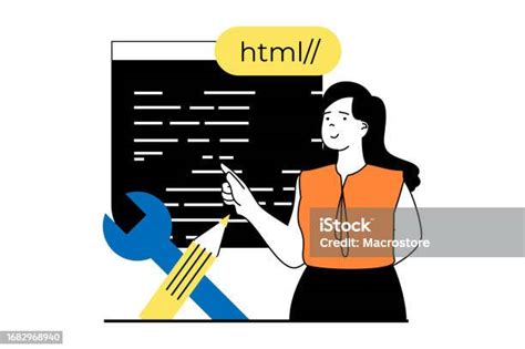 플랫 디자인에서 사람 장면이 있는 웹 개발 개념입니다 여성 코딩 및 엔지니어링 응용 프로그램 설정 및 최적화 소셜 미디어 배너 마케팅 자료에 대한 벡터 그림입니다 Html에