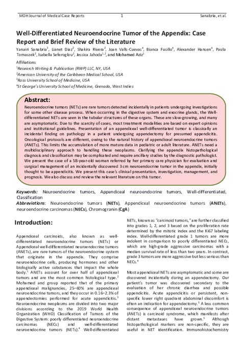 Pdf Well Differentiated Neuroendocrine Tumor Of The Appendix Case Report And Brief Review Of