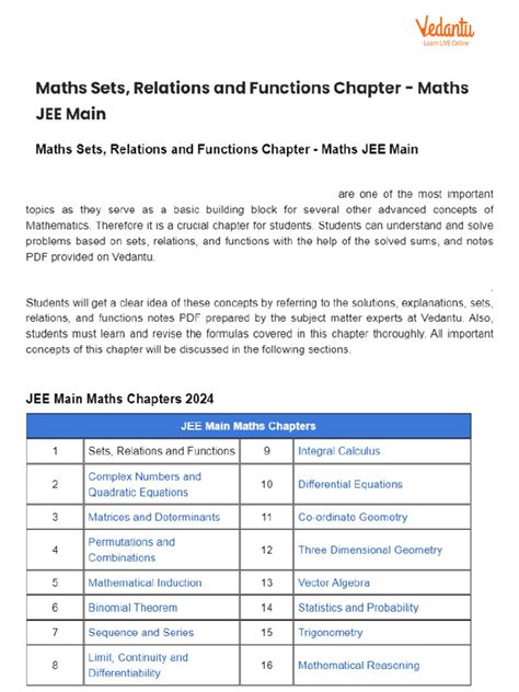 Maths Sets Relations And Functions Chapter Maths Jee Main Pdf