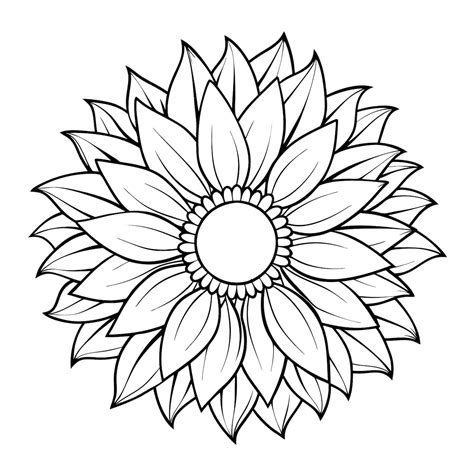 Sunflower Coloring Page Hand Drawn Sunflower Outline Coloring Page