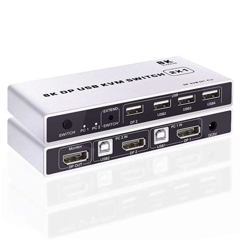 A Tendak X DisplayPort KVM Switch USB Port PC Computer KVM Switch Keyboard Mouse DP Switch