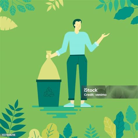 벡터 일러스트 레이 션 평면 선형 스타일에서재활용 개념문자 상자와 쓰레기통을 들고와 재활용 쓰레기 수집 개념에 대한 스톡 벡터 아트 및 기타 이미지 Istock