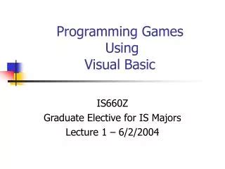 PPT CS Intro To Programming Using Visual Basic PowerPoint Presentation ID