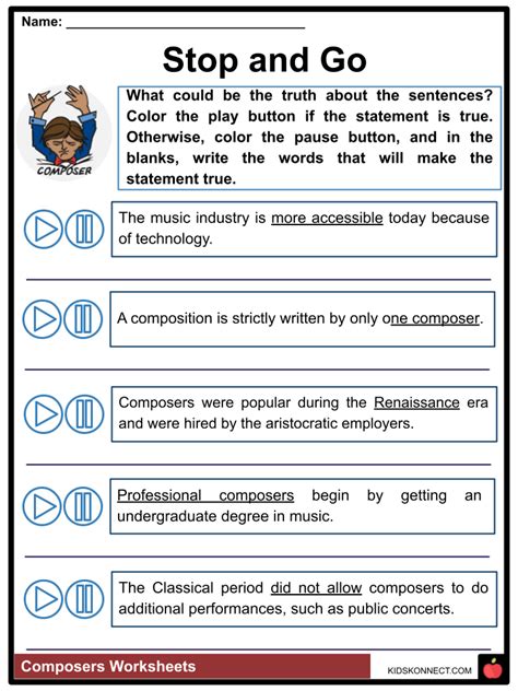 Composers Worksheets And Facts Career Skills Tasks Worksheets Library