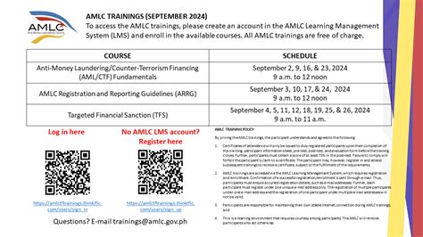 Amlc Trainings September 2024
