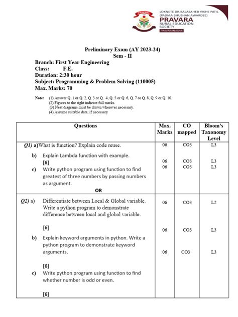 pps prelim 23 24 set1 pdf function mathematics software development