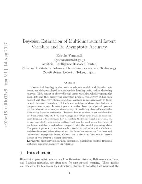 Bayesian Estimation Of Multidimensional Latent Variables And Its Asymptotic Accuracy DeepAI