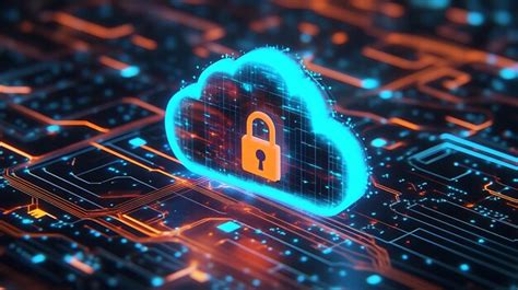 Ensuring Data Security With A Bright Cloud Lock Symbolizing Safe Digital Storage Premium Ai