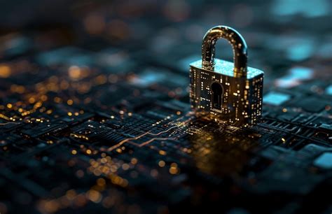 A Gold Padlock Secures A Computer Motherboard Symbolizing Cybersecurity And Data Protection
