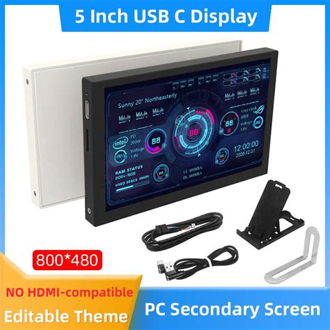 5 Inch Ips Type C Secondary Screen Computer Cpu Gpu Ram Hdd Monitor Dynamic Editable Theme Usb