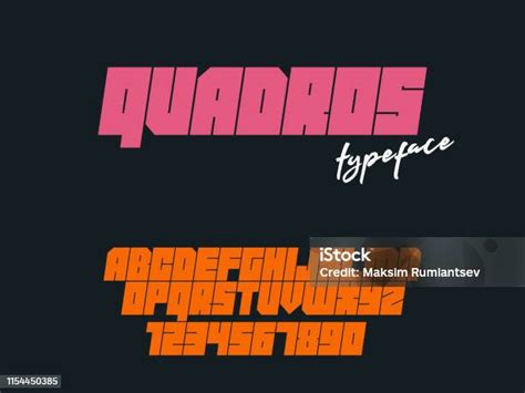 벡터 사각형 블록 글꼴입니다 라틴어 알파벳 문자와 숫자 0명에 대한 스톡 벡터 아트 및 기타 이미지 0명 검은색 기울어진 Istock