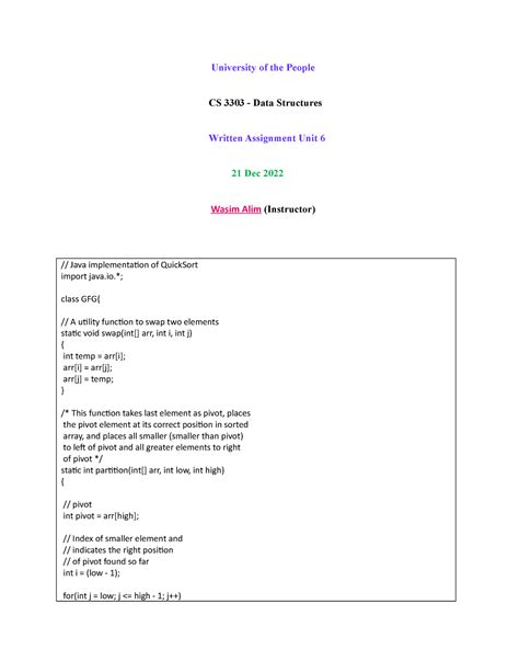 Written Assignment Unit 6 University Of The People Cs 3303 Data Structures Written