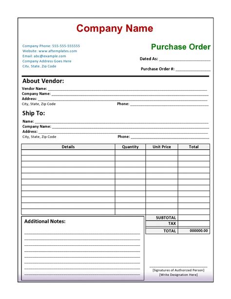 Electronic Purchase Order Template