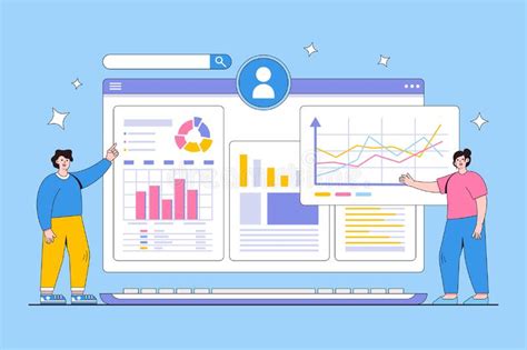 Flat Online Marketing Financial Report Chart Data Analysis Concept Outline Design Style