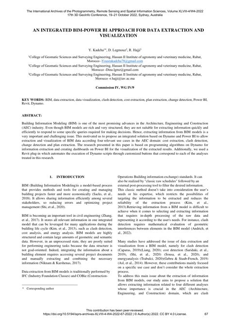 Pdf An Integrated Bim Power Bi Approach For Data Extraction And