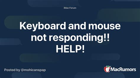 Keyboard And Mouse Not Responding Help Macrumors Forums
