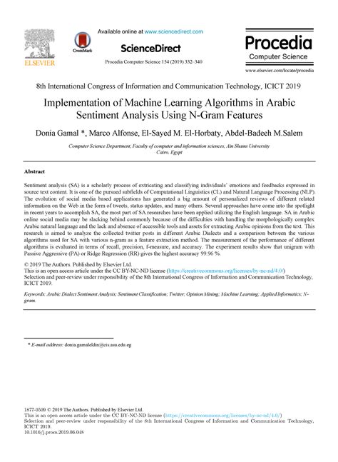 Implementation Of Machine Learning Algorithms In Arabic Sentiment Analysis Using N Gram Features