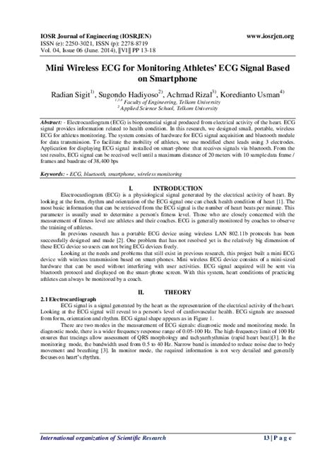 Pdf Mini Wireless Ecg For Monitoring Athletes Ecg Signal Based On Smartphone