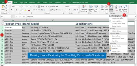 How To Change The Columns Width And Rows Height In Excel Officetuto
