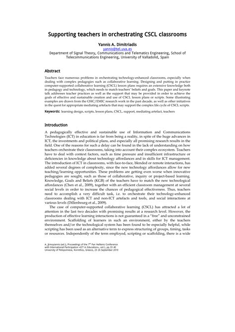 Pdf Supporting Teachers In Orchestrating Cscl Classrooms