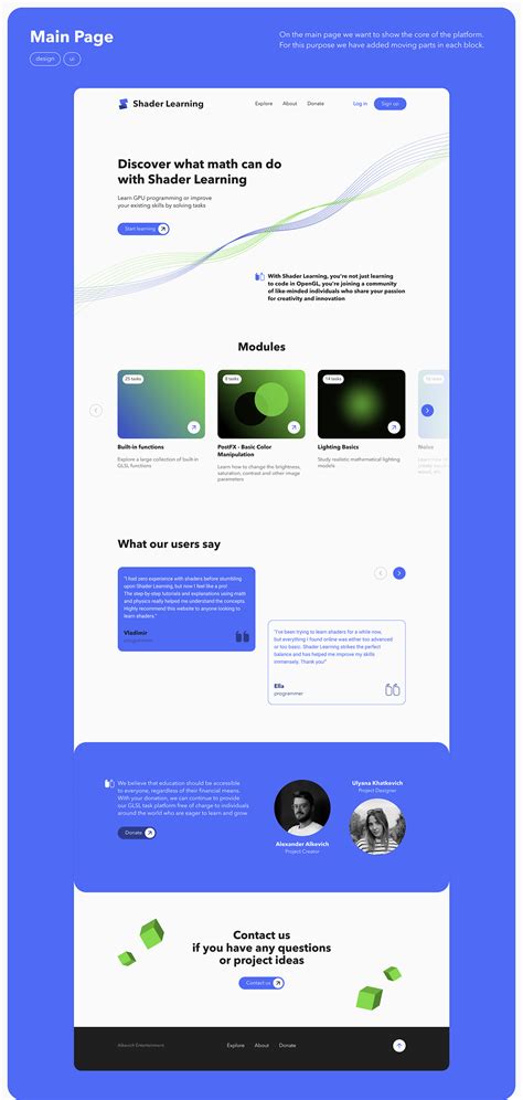 Shader Learning Education Platform Ux Ui Design On Behance
