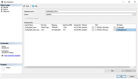 Create A Database In Sql Server Using Sql Server Management Studio Ssms Coding Sight