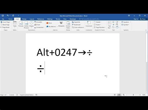 Division Symbol In Word