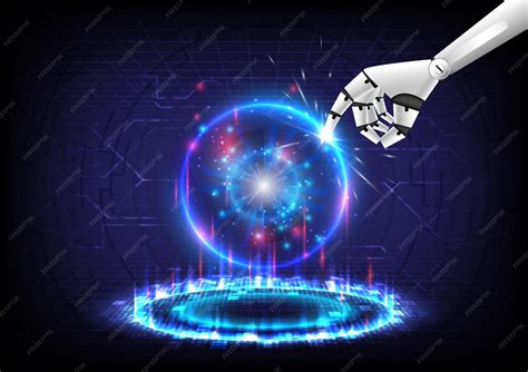 빛나는 Hud 회로의 포털 및 홀로그램 과학 미래 공상 과학 디지털 하이테크 게임 판타지의 매직 게이트 원형 텔레포트 연단