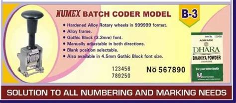 mild steel numex b3 single line rotary batch coders machines at ₹ 1500