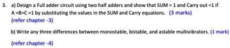 Solved Design A Full Adder Circuit Using Two Half Adders And Show That