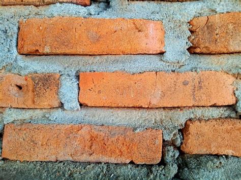 Brick Wall Red And White Colour Broken Bricks Peeling Plaster