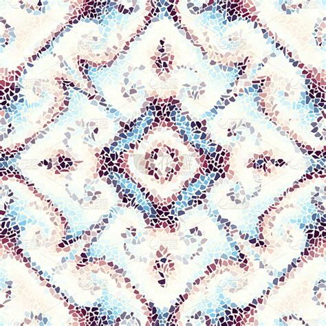 镶嵌图案 几何形状 圆形 白色 式样 华丽的 对称 弯曲 复古 重复