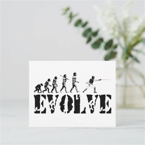 Fencing Fencer Epee Foil Sabre Evolution Sport Art Postcard Zazzle
