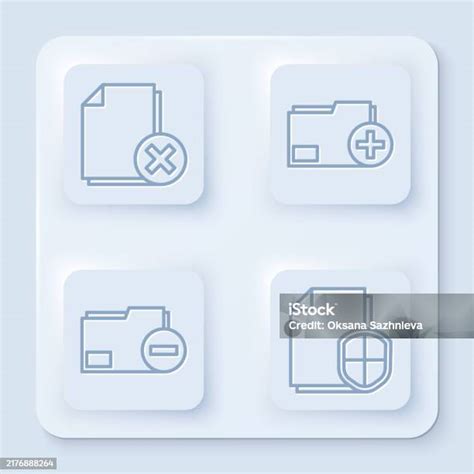 파일 문서 삭제 새 폴더 추가 마이너스가 있는 문서 폴더 및 문서 보호 개념을 설정합니다 흰색 사각형 버튼입니다 벡터 거절에 대한 스톡 벡터 아트 및 기타 이미지 Istock