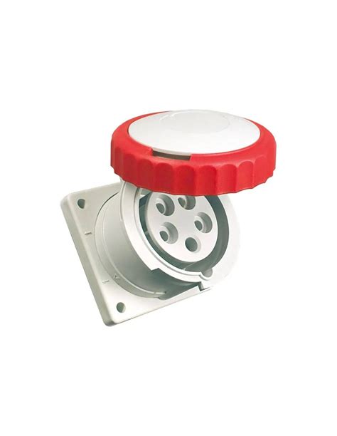 Fanton 3pe 32a 400v Ip67 Industrial Flush Mounted Socket Outlet Red 71564