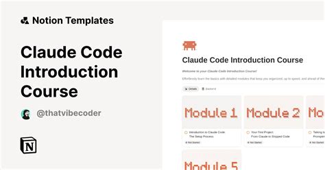 Claude Code Introduction Course Template By That Vibe Coder Notion