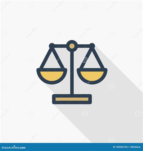 Justice And Law Symbol Scales Thin Line Flat Color Icon Linear Vector Symbol Colorful Long
